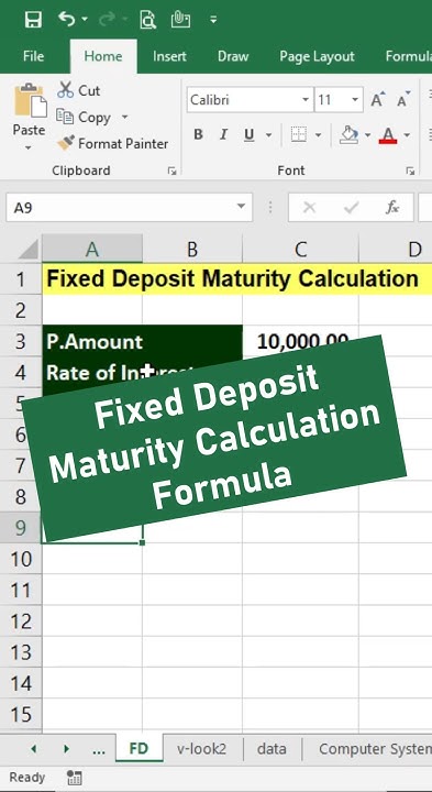MS Excel: Fixed Deposit Maturity Calculation Formula #excel - YouTube