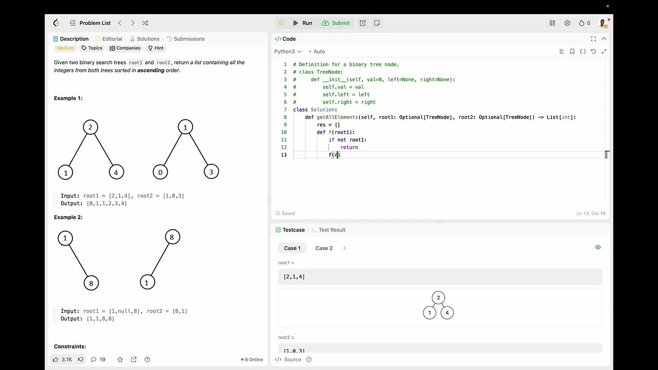 All Elements In Two Binary Search Trees - YouTube