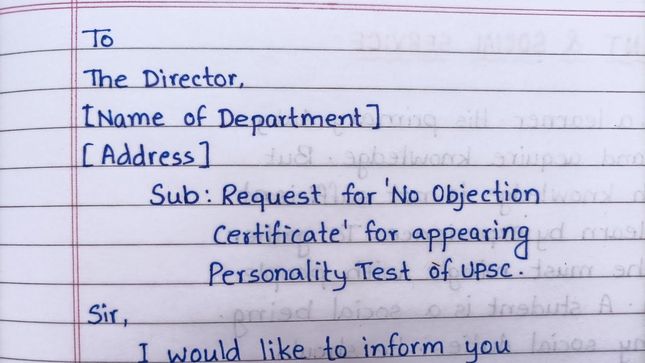 Application for NOC for appearing competitive exam for govt employee ...