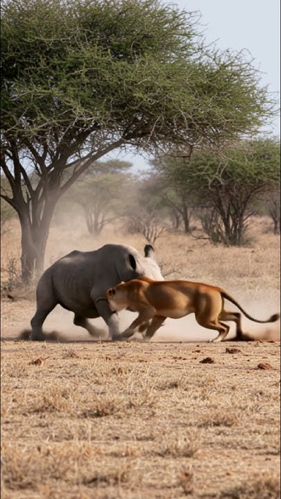 Lion vs Rhino, Wildlife Battle, Scary Moment - YouTube