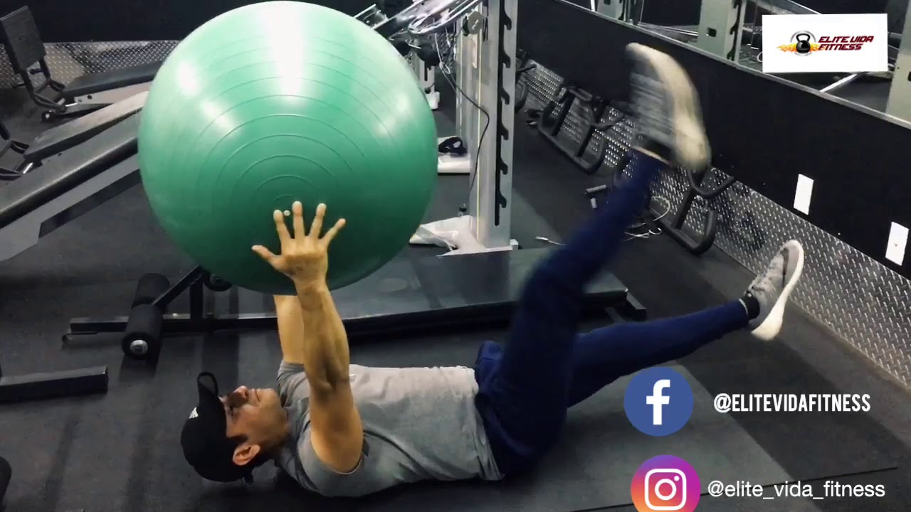 Alternative leg raises toe touch w/stability ball - YouTube