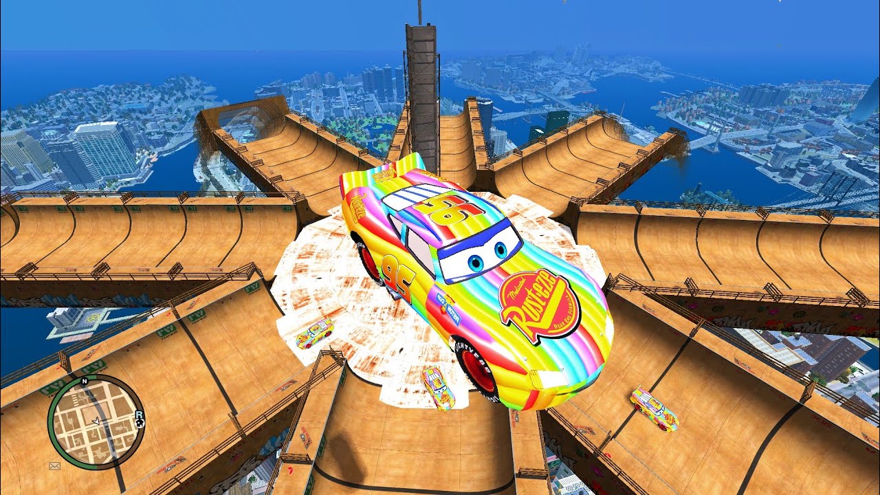 GTA 4 Rainbow McQueen Vs Dual Tone McQueen Spider Ramp Jumps Testing Ep ...