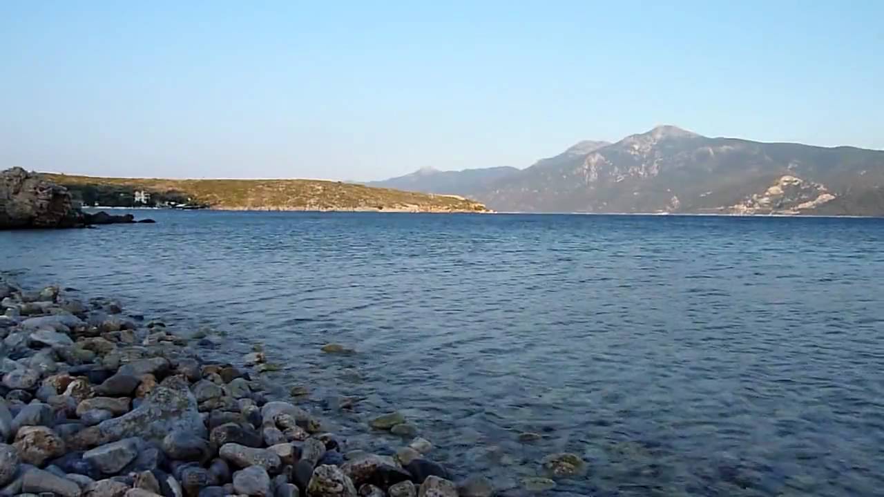 30 seconds Samos: evening on a remote beach in the southeast / strait ...