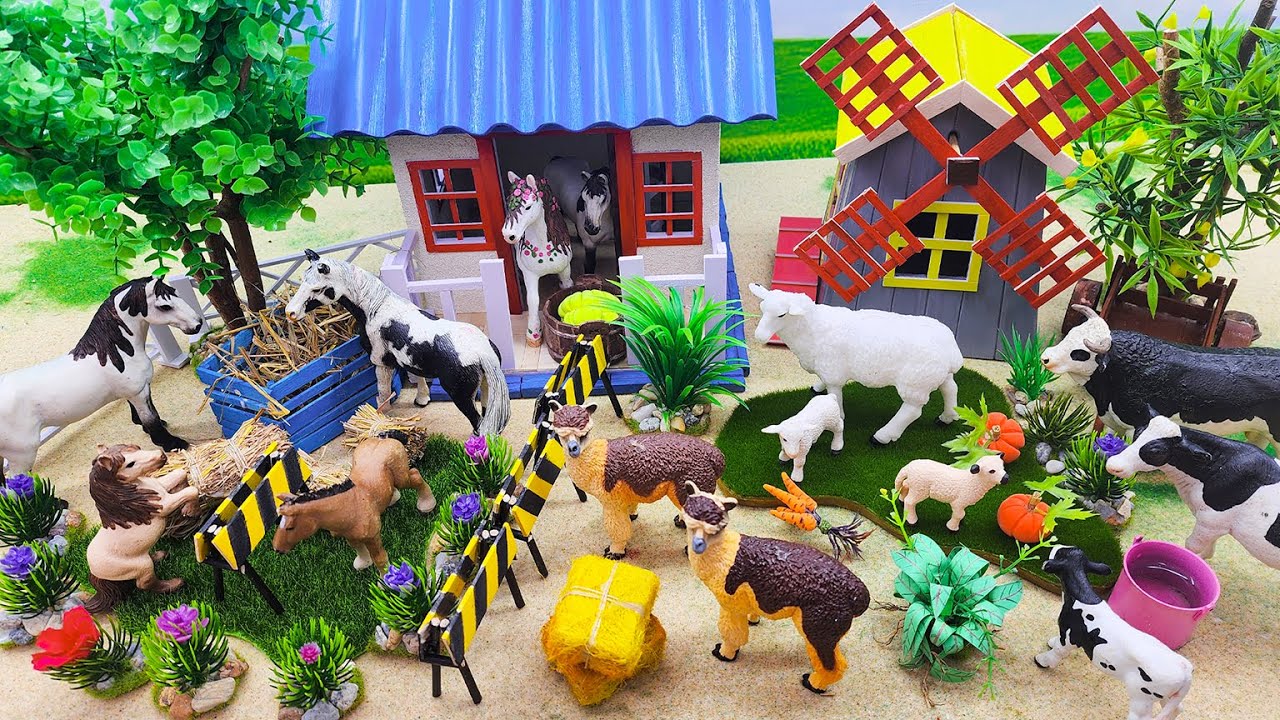 DIY how to make mini Cows, Horse Farm Diorama - House of Animals - Barn ...