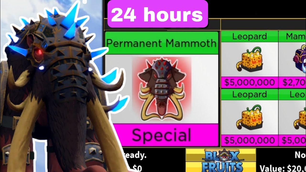 Roblox Blox Fruit Trading Permanent Mammoth In 24 Hours - YouTube