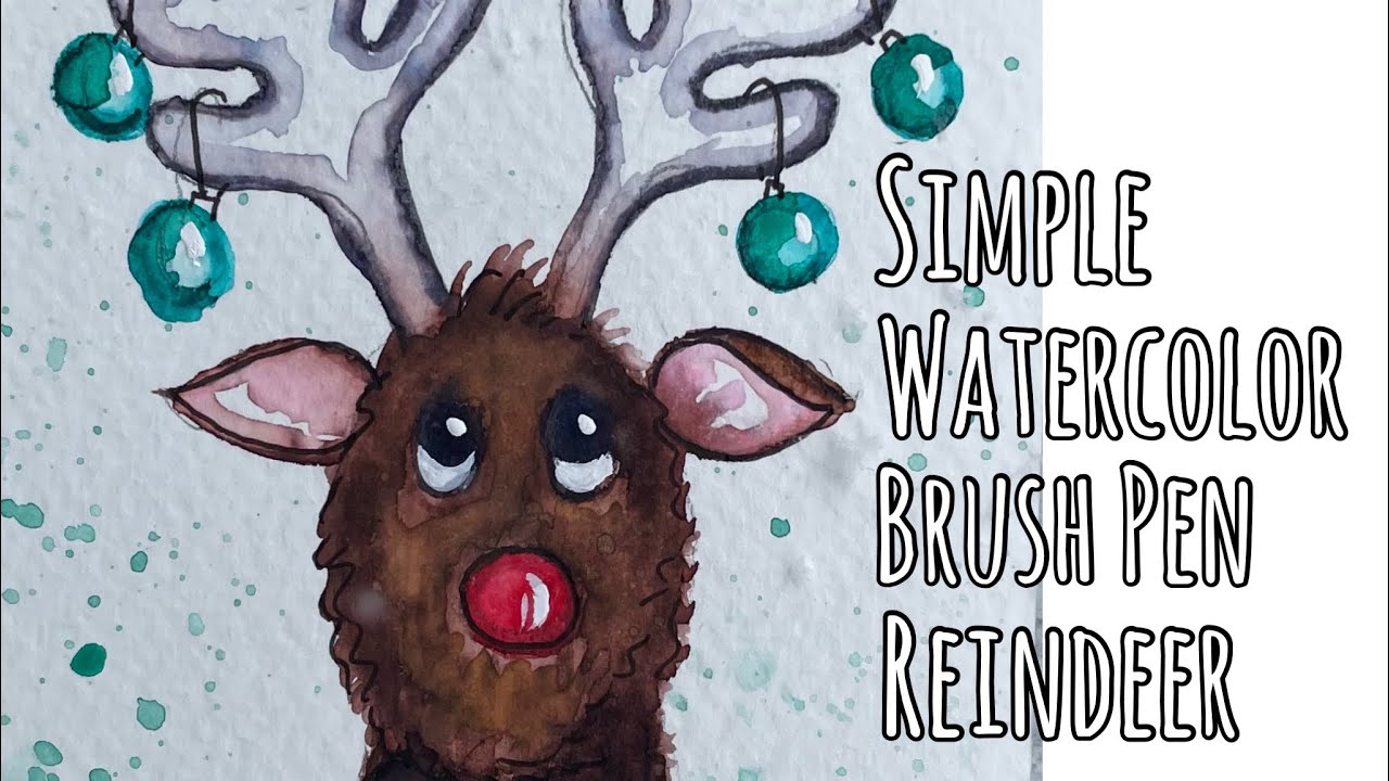 Watercolor Brush Pen Simple Reindeer/ Holiday Painting - YouTube