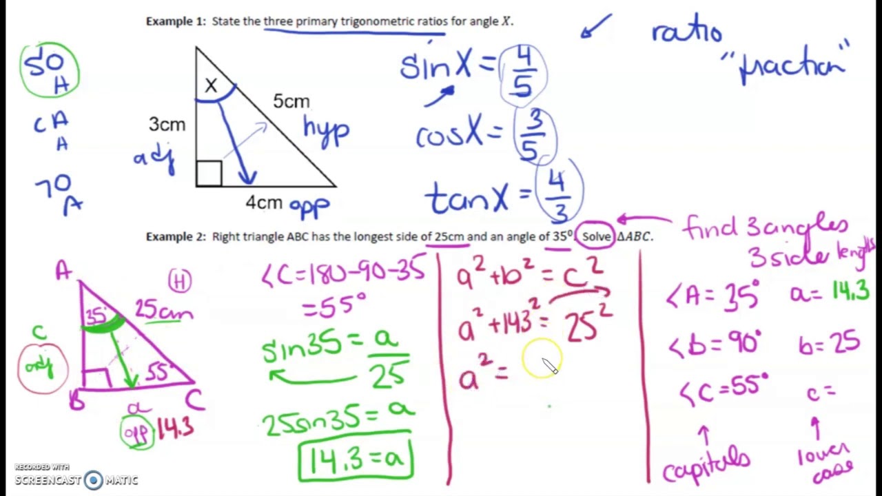 MCR3U 4.1a Review of Trig Ratios, Sine Law, Cosine Law - YouTube
