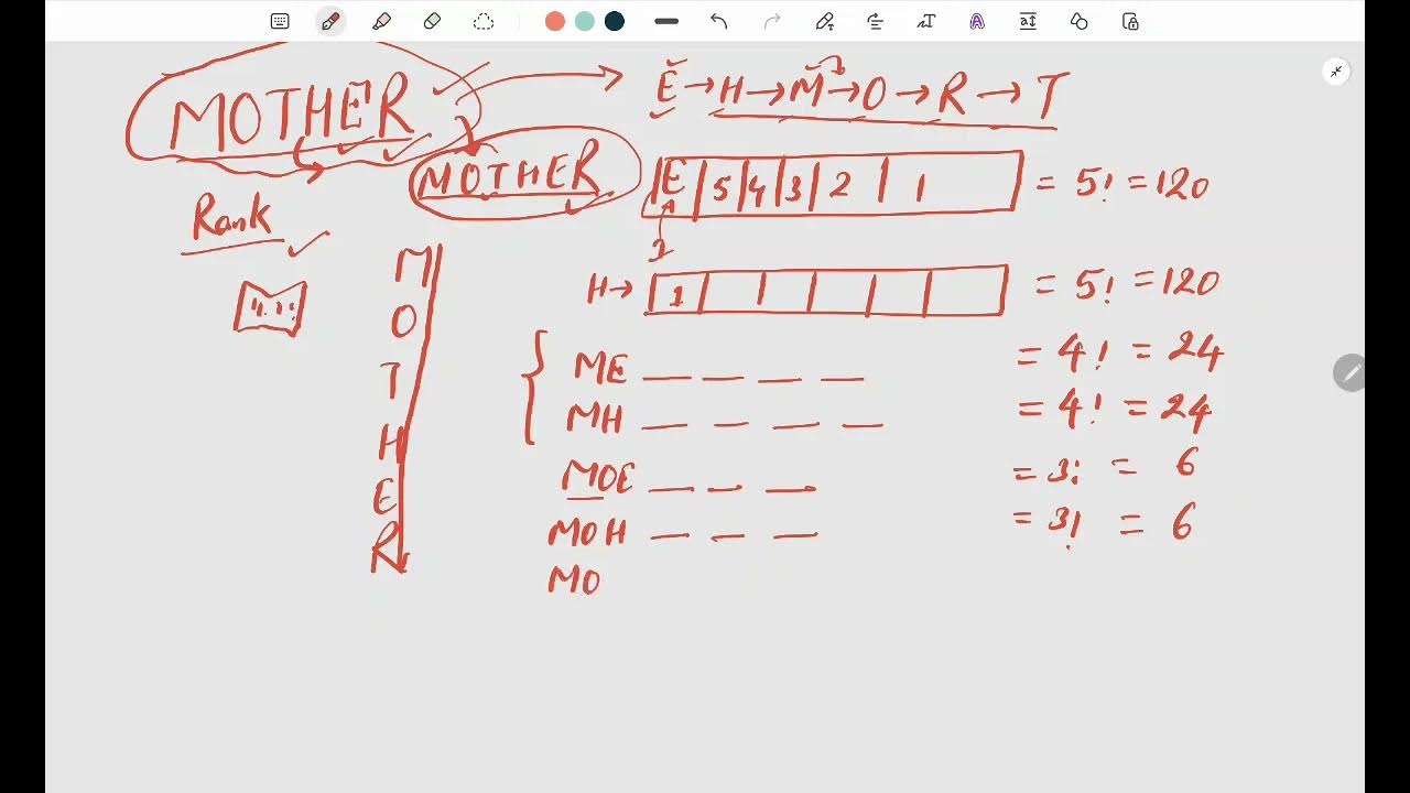 Rank of the Word "MOTHER" in Dictionary | Permutation - YouTube