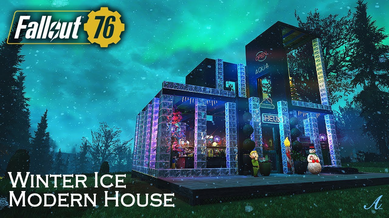 Fallout 76 - Winter Ice Block Modern House Camp - YouTube