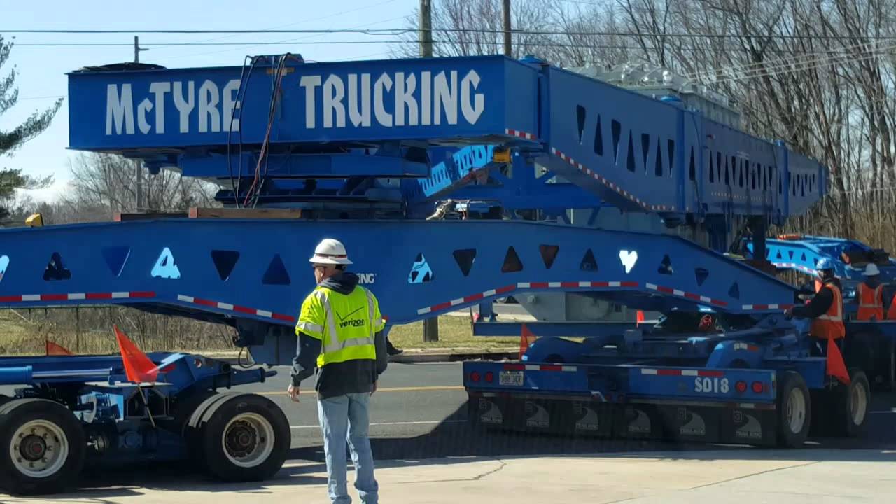 Truck moving a transformer (McTyre Trucking) - YouTube