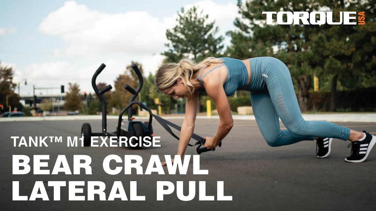 TANK M1 Push Sled Exercises: Bear Crawl Lateral Pull - YouTube