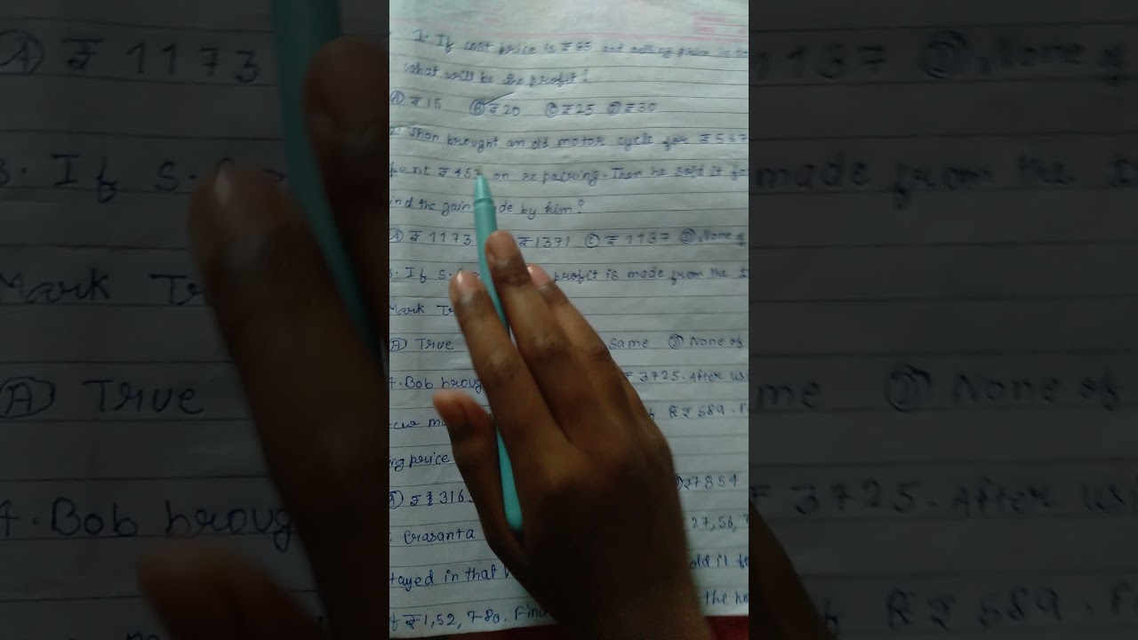 profit and loss revisional worksheet for CLASS=5 - YouTube