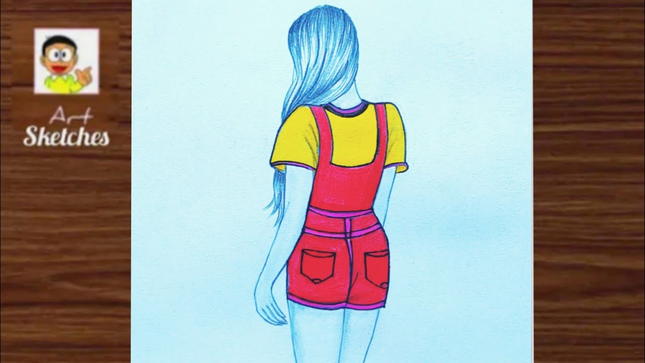 How to draw Girl Back Side Jeans and top | Drawing for girls | pencil ...