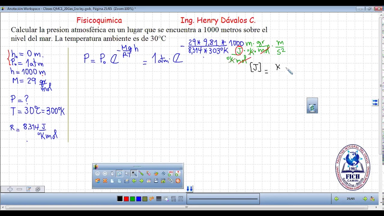 Fisicoquimica distribución barometrica a 1000m - YouTube