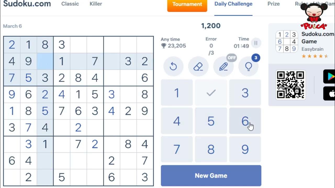 Play game Sudoku Daily Challenge 06 March 2025 | Sudoku Every Day - YouTube