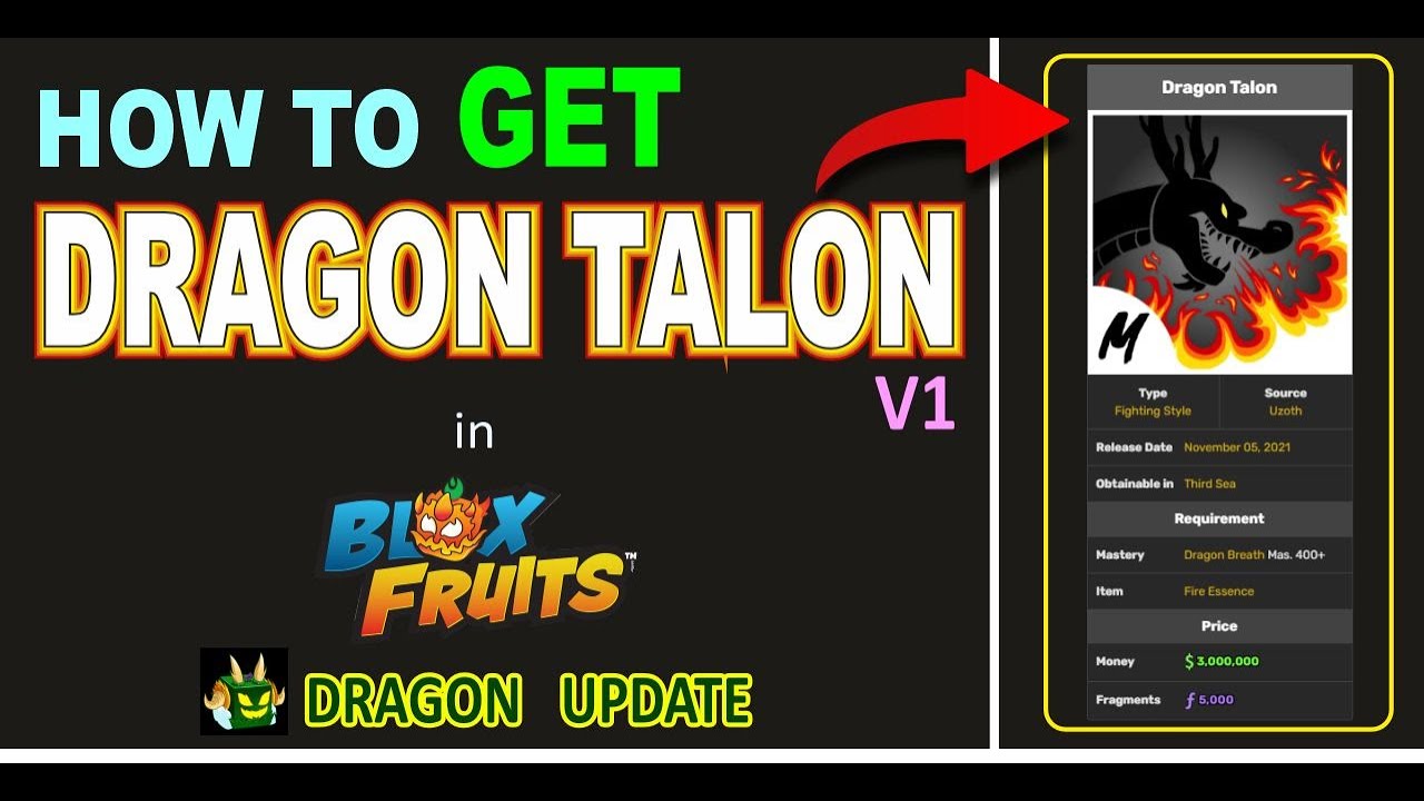 How to get Dragon Talon V1 in BLOX FRUITS Dragon Update | Where can you ...