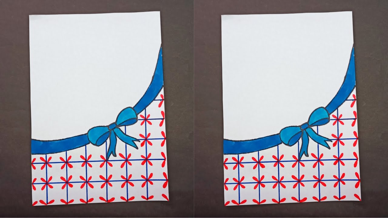 New and easy blue border design for project file | Front page design ...