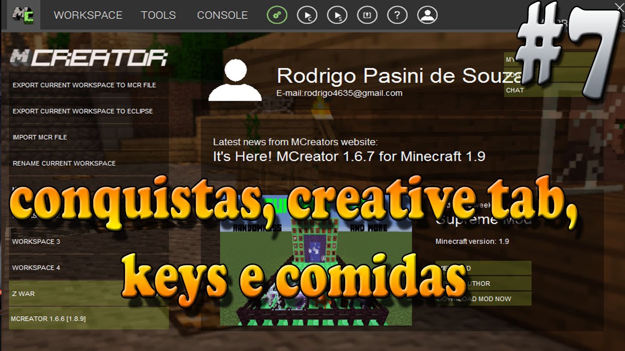 Como criar um mod de Minecraft (MCreator): Conquistas, Creative Tab, Keys e Foods #7 - YouTube