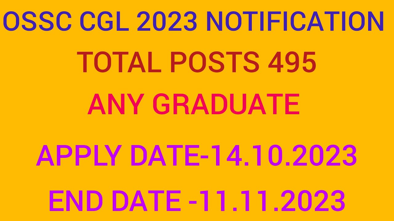 OSSC CGL 2023 NOTIFICATION OUT | OSSC CGL SYLLABUS | CGLRE | TOTAL ...