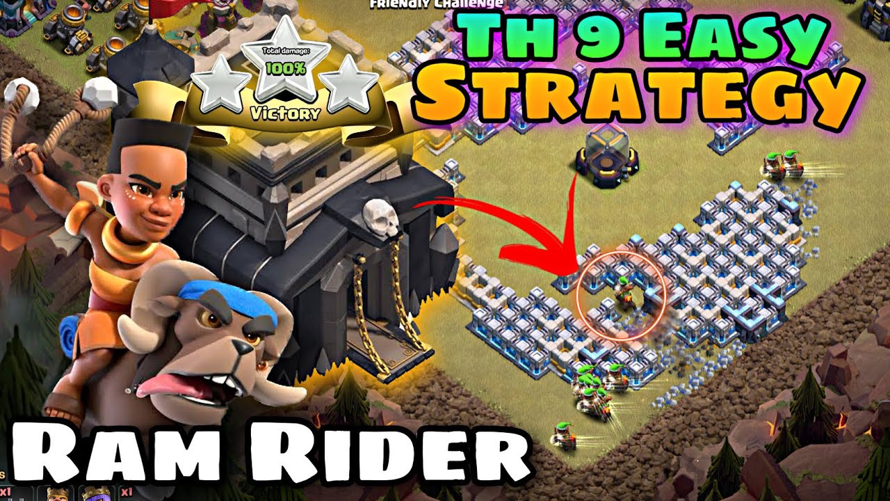 How to use Ram Rider on TH 9 || TH 9 Ram Rider Attack Strategy || Easy ...