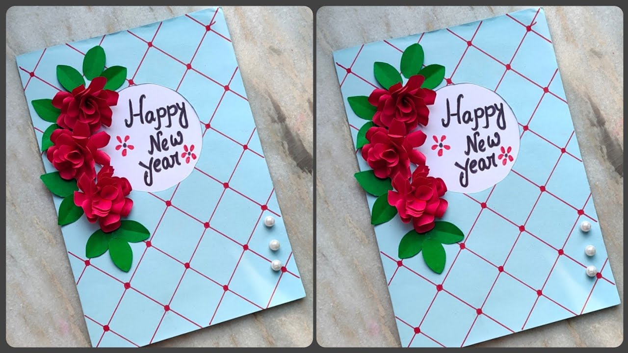 New Year Beautiful Flower Card Making Idea || New Year Paper Craft # ...
