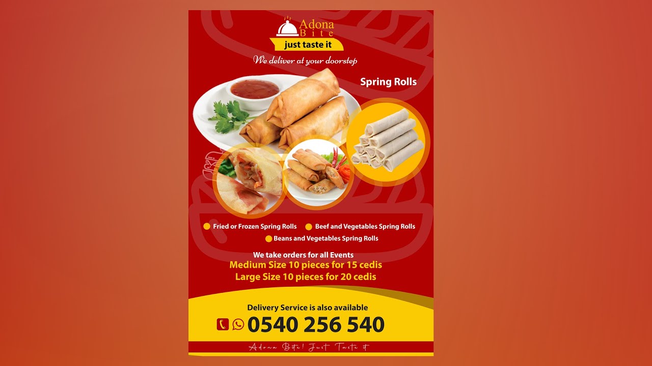 How to design a Spring Rolls Flyer. || Photoshop CC tutorials. - YouTube