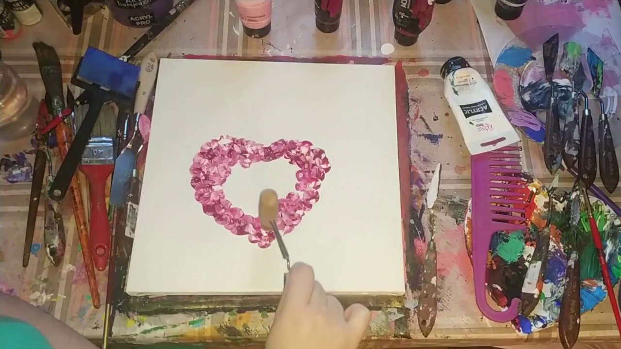 #012 Super Easy Heart Acrylic Painting for beginners - ArtIsBestPresent ...