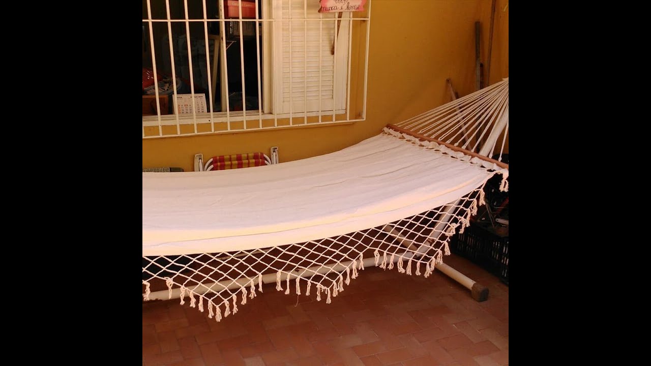 Rede Com Madeira Cru Natural Cód. C03 Modelo Americano - YouTube
