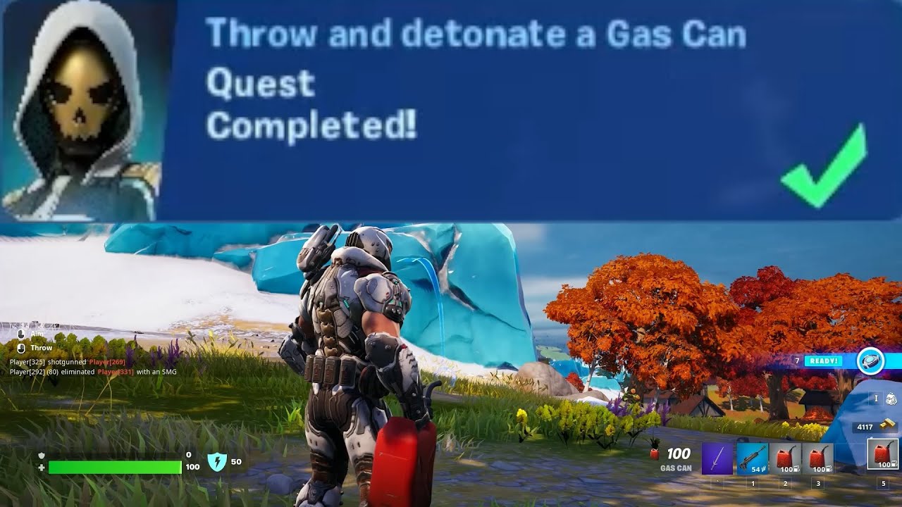 Throw and detonate a Gas Can Fortnite - YouTube