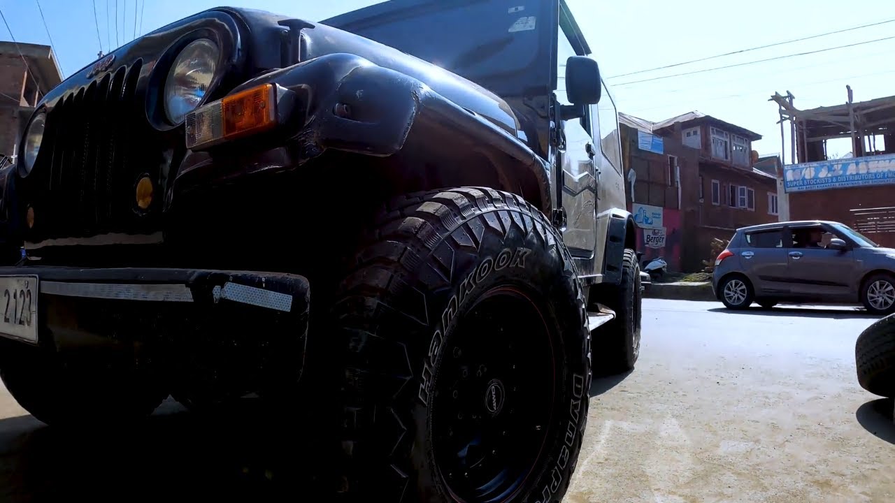 Drum Alloy Wheels and Off road tyre installation in Mahindra Thar - YouTube