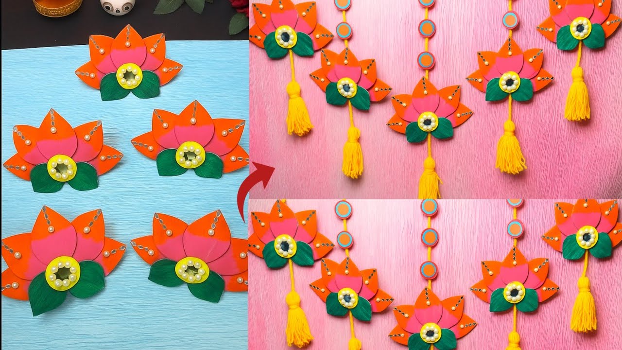 Beautiful Lotus Wallhanging From Cardboard/ DIY Diwali Decoration Ideas ...