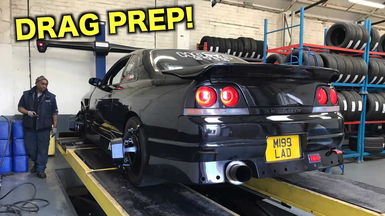 BUILT SKYLINE R33 GET'S 4 WHEEL ALIGNMENT! DRAG PREP PT1 - YouTube