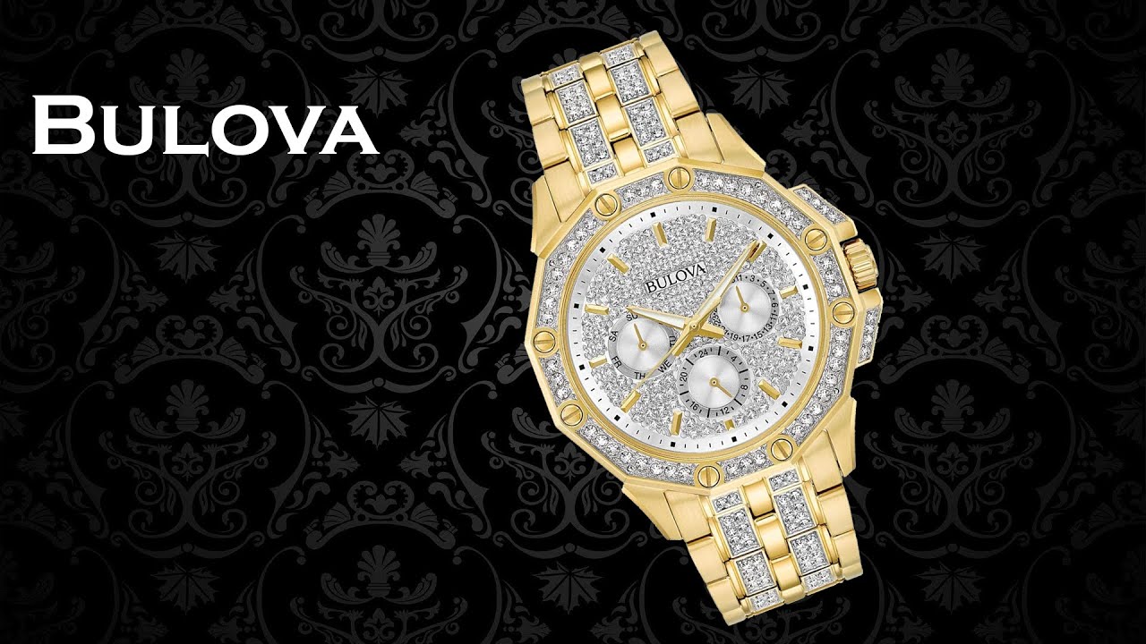 Bulova Men's Crystal Octava Chronograph Quartz Watch, Pave Crystal Dial ...