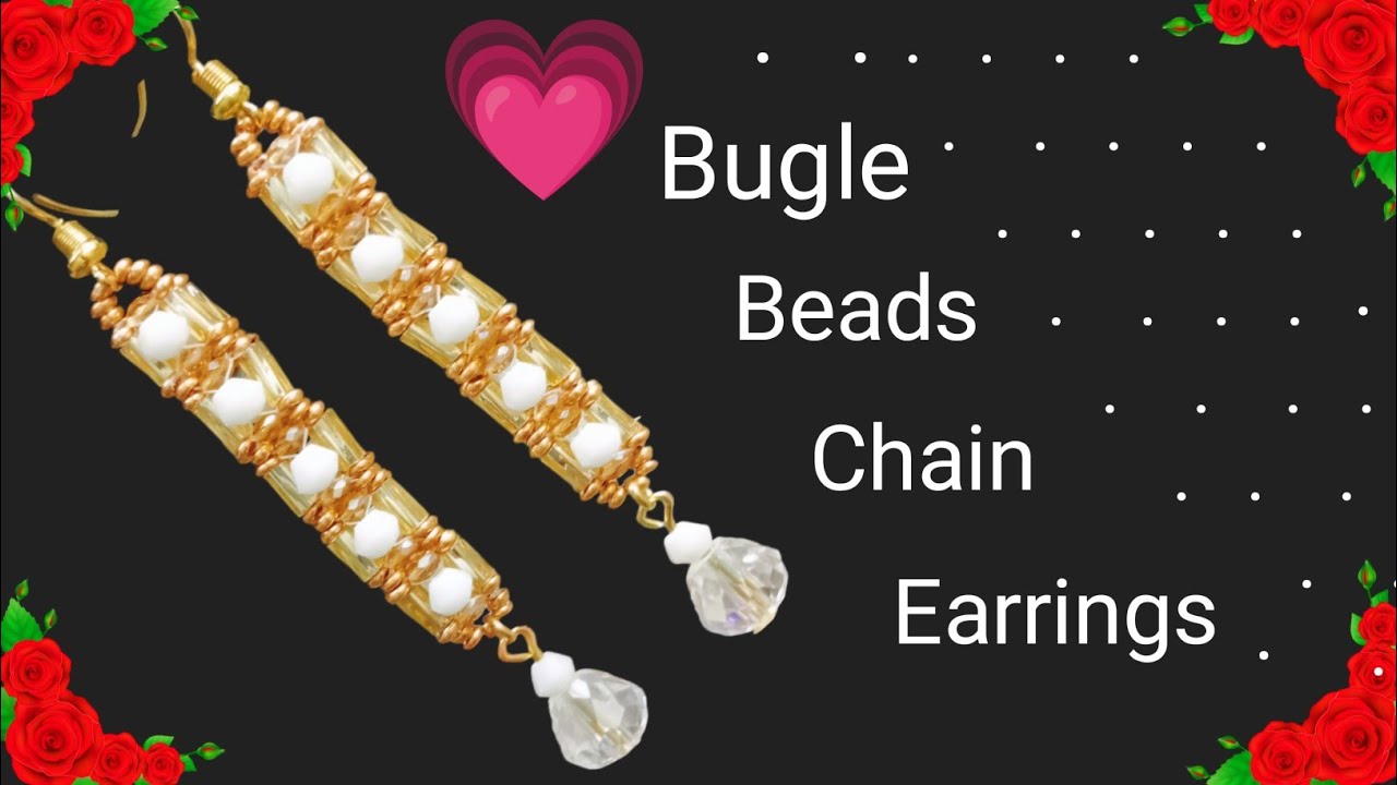 Beading Tutorials// Bugle Beads Chain Earring //Bugle Beads Earrings ...
