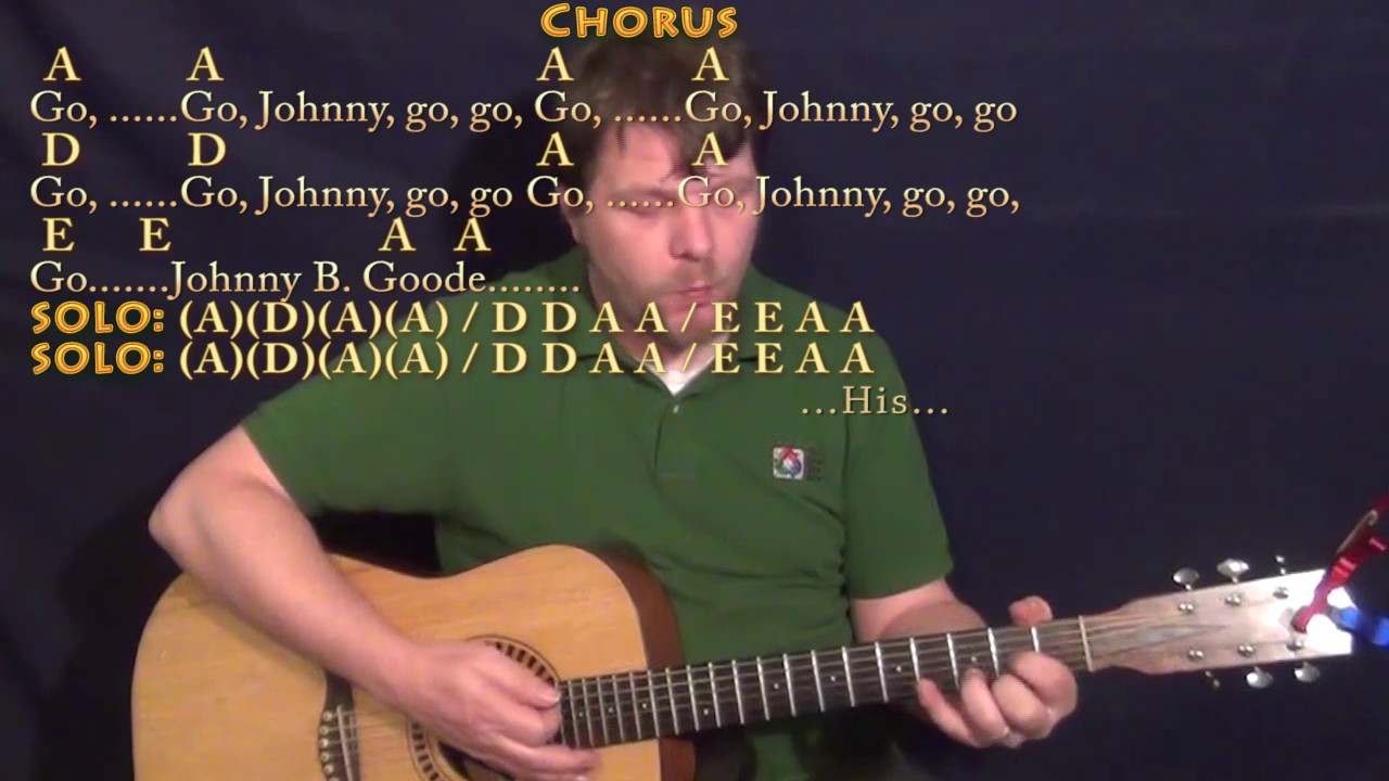 Johnny B. Goode (Chuck Berry) Strum Guitar Cover Lesson in A with ...