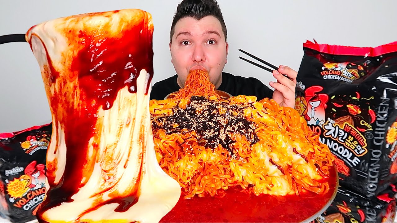 EXTREME VOLCANO FIRE NOODLES • Mukbang & Recipe - YouTube