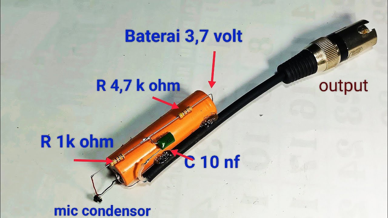 Cara merakit mic condensor super peka dengan baterai 3,7 volt - YouTube