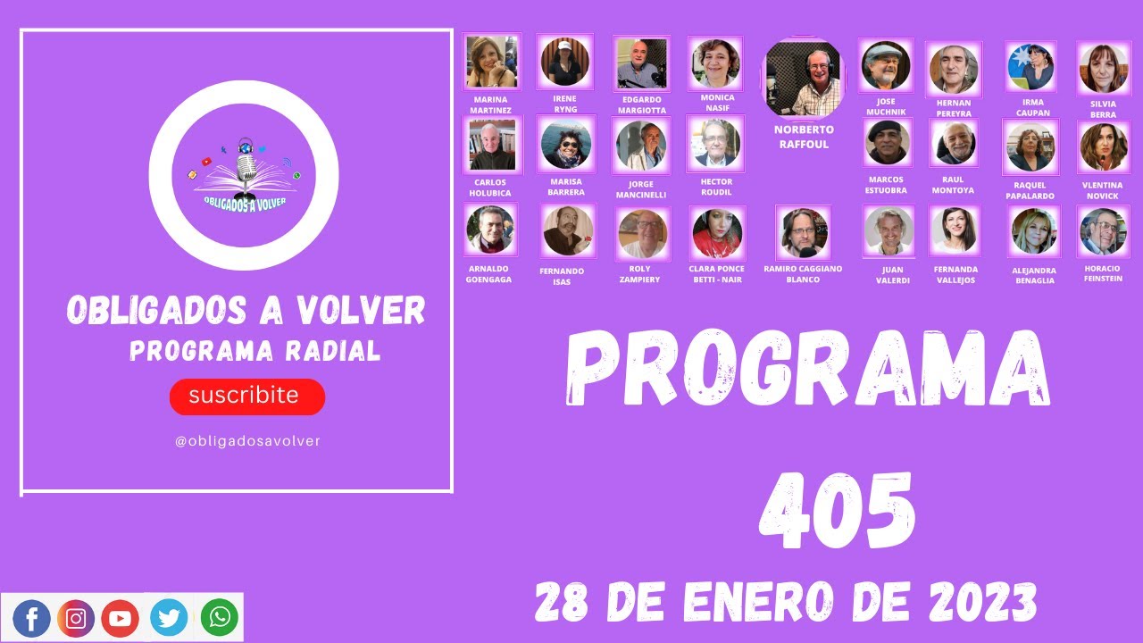 Programa 405 del 28 de enero de 2023 OBLIGADOS A VOLVER PROGRAMA RADIAL Consignas fundacionales ...