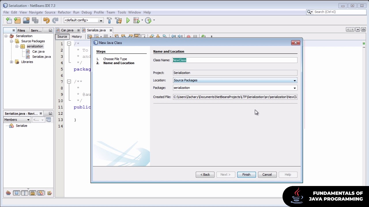 Serializing Classes The Fundamentals Of Java Youtube