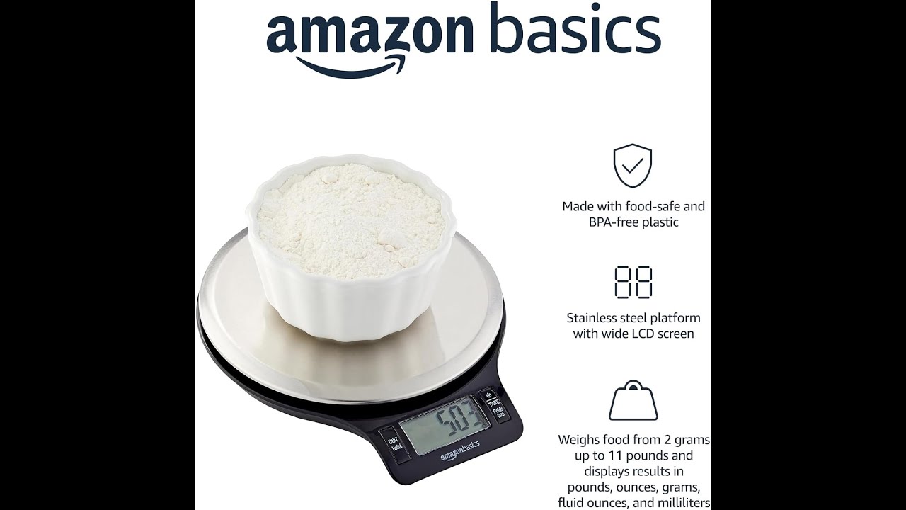 Amazon Basics Digital Kitchen Scale with LCD Display - YouTube