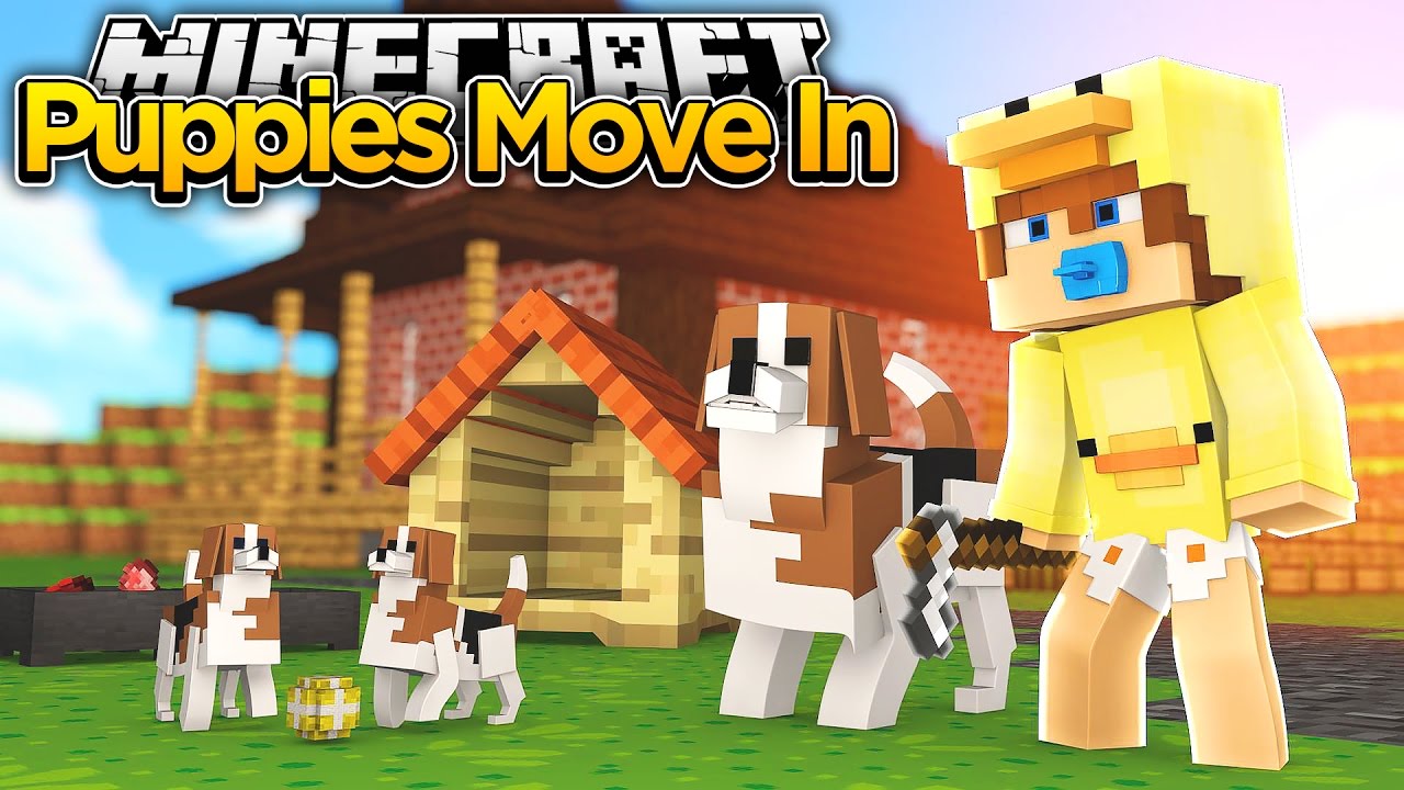 MINECRAFT ADVENTURE - MAKING ROOM FOR MY NEW PUPPIES - YouTube