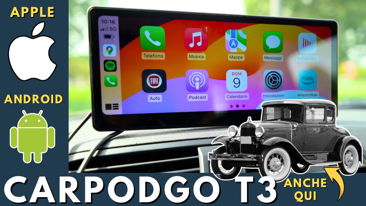 Installo CAR PLAY e ANDROID AUTO in una VECCHIA AUTO - CARPOD GO T3 Pro ...