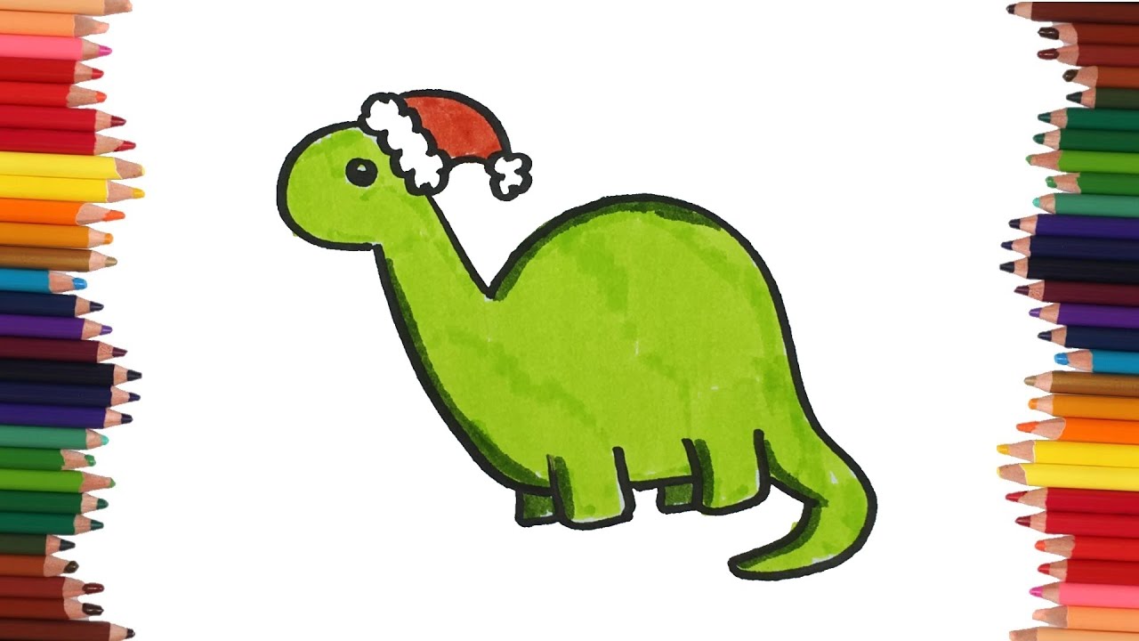 How to draw christmas dinosaur for christmas - YouTube