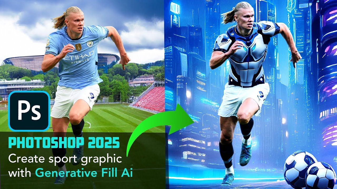 Photoshop tutorial 2025 create sport graphic with Generative Fill Ai ...