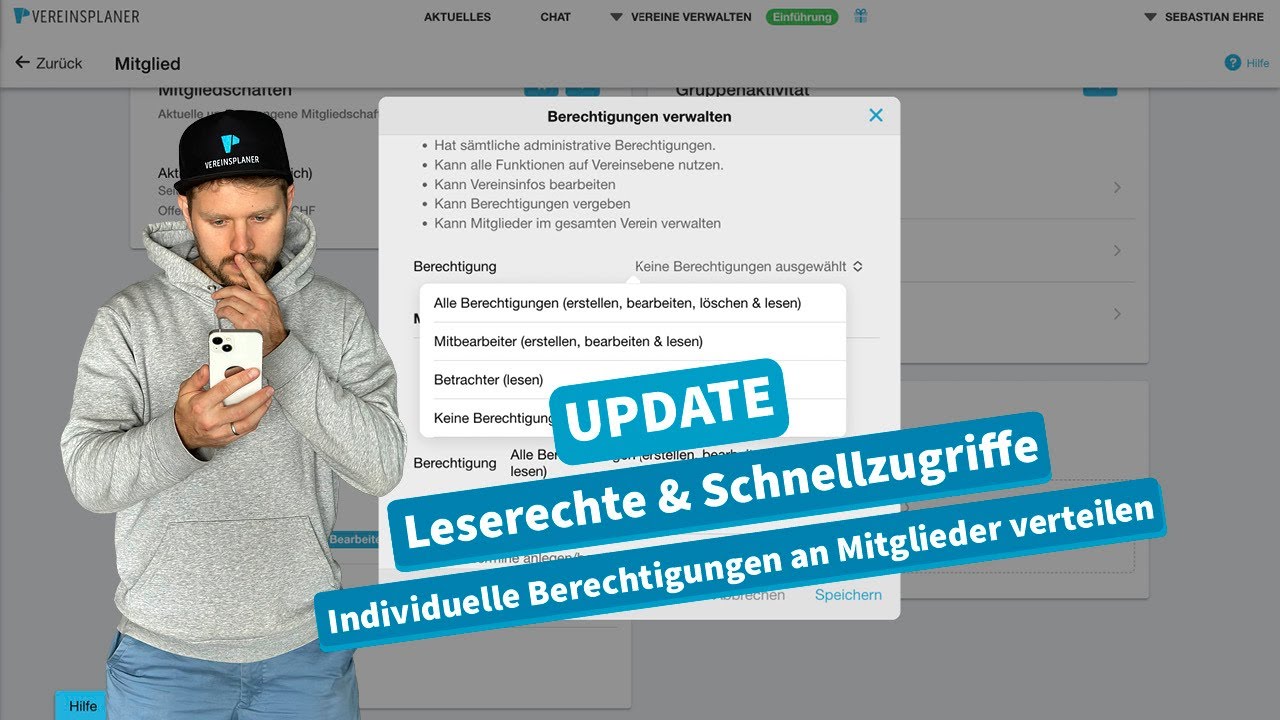 Vereinsplaner Version 2.8 – Leserechte, Schnellzugriffe auf Terminstatistik über das Dashboard ...