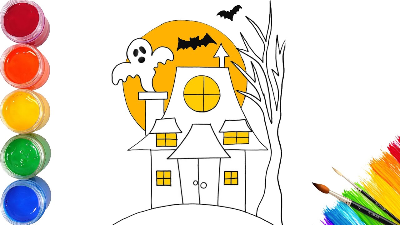HOW TO DRAW A HALLOWEEN GHOST HOUSE - YouTube