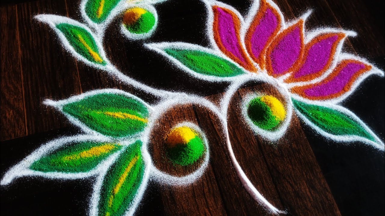 Lotus Flower Rangoli Designs | Simple Lotus Rangoli | Small Lotus ...