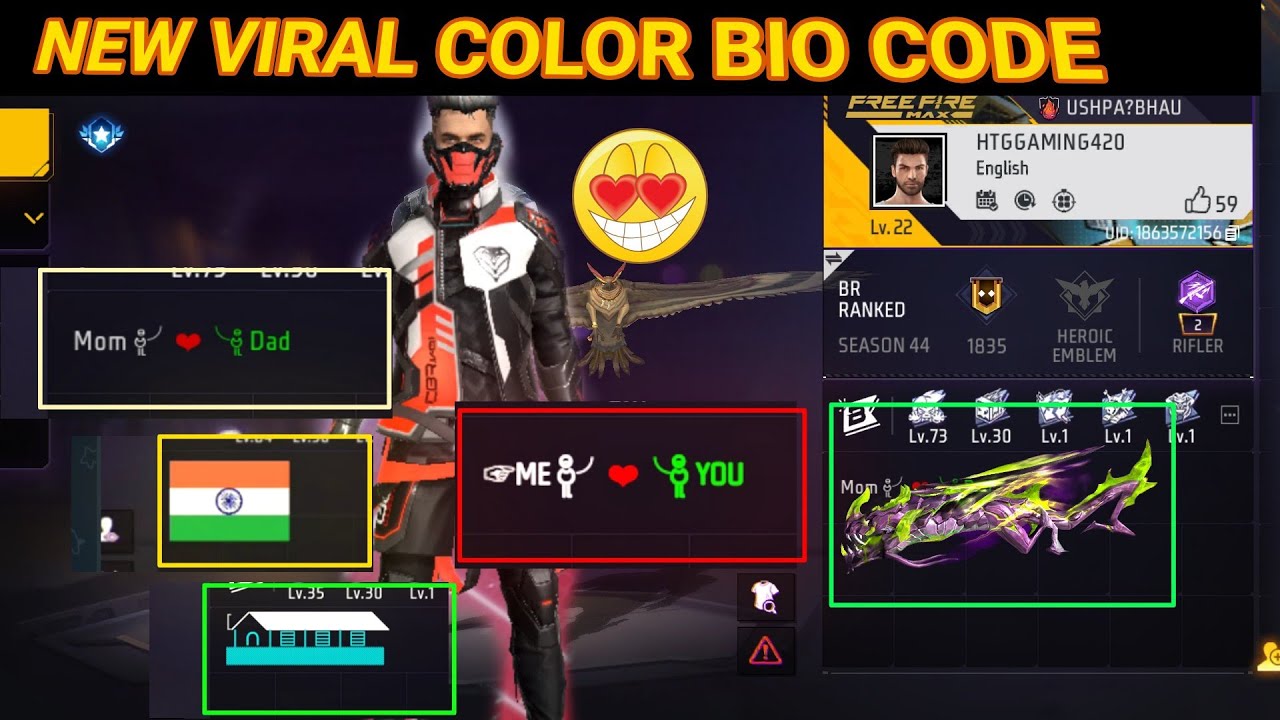 🪴New Bio Signature colors code || How to make ff professional bio ...