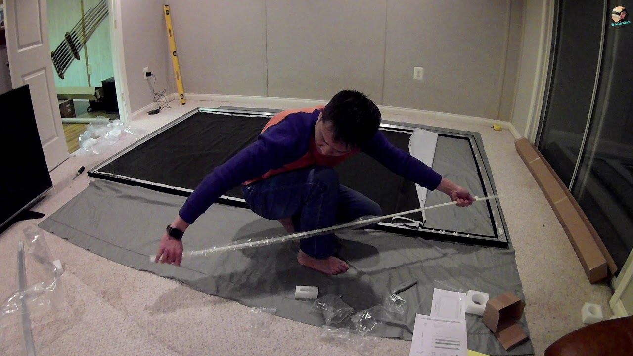 Projection screen installation Silver ticket 120" - YouTube