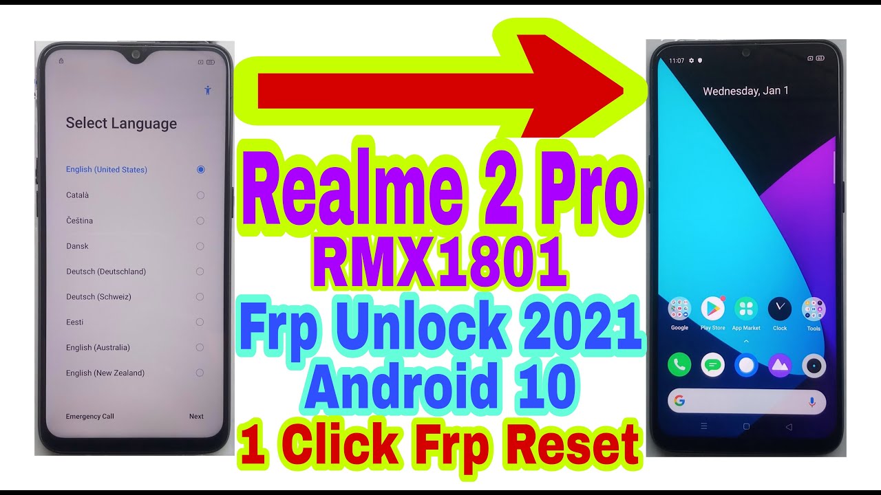 Realme 2 Pro(RMX1801)1Q/1 Click Frp Bypass Without Pc 2021||Bypass ...